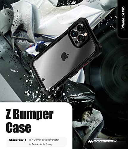 GOOSPERY Z Bumper Crossbody Compatible with iPhone 14 Pro Case [Strap Included] Shock Absorbing Dual Layer Structure TPU Edge Crystal Clear PC Cover with Shoulder Strap Outdoor Design, Clear