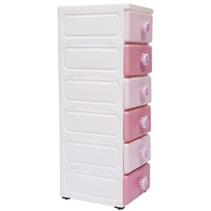 Plastic Drawers Dresser with 6 Drawers, Plastic Tower Closet Organizer with Removable Wheels Suitable for Condos Dorm Rooms Bedrooms Nurseries Playrooms Entryways, 11.8" L x 15" W x 37.4" H