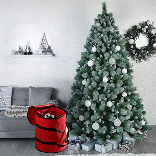 Dazzle Bright Christmas Lights Storage Bags, 3 Metal Reels to Store Holiday Christmas String Lights, Red Tear Proof Oxford Fabric Zip up Bag with Reinforced Handles