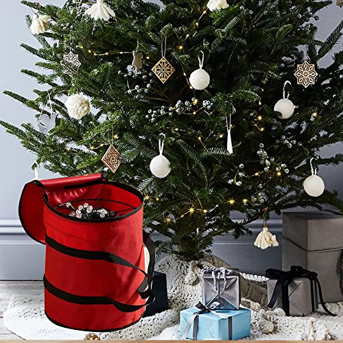 Dazzle Bright Christmas Lights Storage Bags, 3 Metal Reels to Store Holiday Christmas String Lights, Red Tear Proof Oxford Fabric Zip up Bag with Reinforced Handles