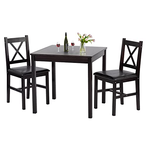 FDW Wooden Kitchen Dining Table and Chairs for Saving Space Dinning Room Restaurant Pub,Dark Brown