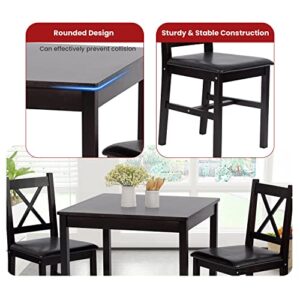 FDW Wooden Kitchen Dining Table and Chairs for Saving Space Dinning Room Restaurant Pub,Dark Brown