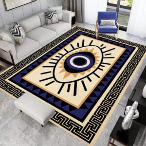 psychedelic evil eye hamsa hand of fatima modern area rugs non-slip carpets floor mat throw rugs doormats room decor for living room bedroom playing room rug 72"x48"