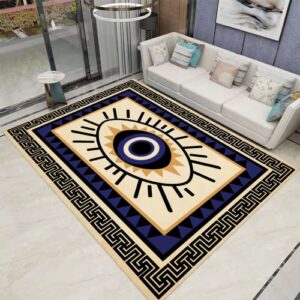 Psychedelic Evil Eye Hamsa Hand of Fatima Modern Area Rugs Non-Slip Carpets Floor Mat Throw Rugs Doormats Room Decor for Living Room Bedroom Playing Room Rug 72"x48"