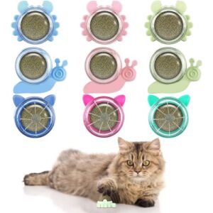 9 pcs catnip wall ball, cat toys catnip balls for cats wall mounted catnip ball toy catnip rollerball wall cat lick ball for cat kitten kitty pet rotatable indoor catnip toys treat, crab snail cat ear