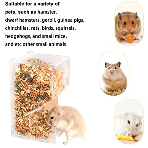 Lucky Interests 2 pcs Hamster Automatic Feeder, Hamster Food Dispenser with Bracket Small Assembled Fixed Animals Food Bowl for Dwarf Hamster Guinea Pig Chinchilla Gerbil Bird Ferret with 2 Spoon