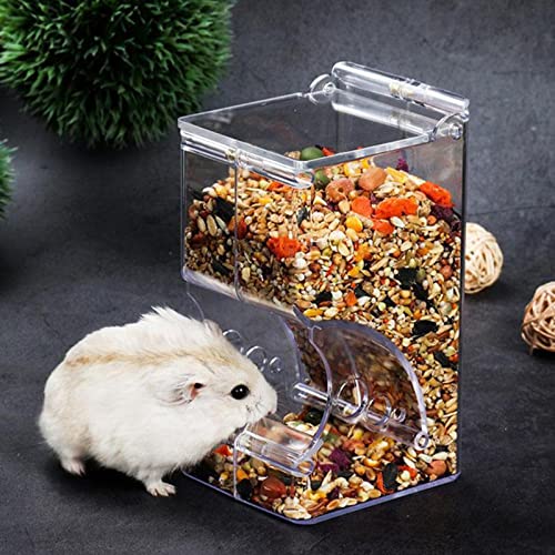 Lucky Interests 2 pcs Hamster Automatic Feeder 300ml, Hamster Food Dispenser with Brackets Small Animals Food Bowl for Dwarf Hamster Guinea Pig Chinchilla Gerbil Bird Hedgehog Ferret with 2 Spoon