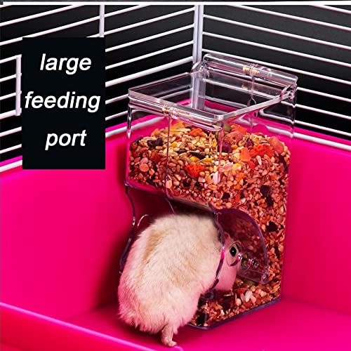 Lucky Interests 2 pcs Hamster Automatic Feeder 300ml, Hamster Food Dispenser with Brackets Small Animals Food Bowl for Dwarf Hamster Guinea Pig Chinchilla Gerbil Bird Hedgehog Ferret with 2 Spoon