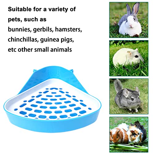 Lucky Interests 2 pcs Triangle Rabbit Litter Tray, Guinea Pig Training Corner Small Animal Toilet Potty Chinchilla Potty Box with Mini Broom & Dustpan, Disposable Cage Liner for Hamster Ferret Bunny