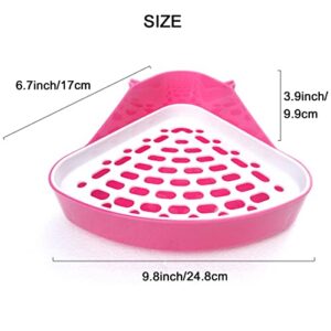 Lucky Interests 2 pcs Triangle Rabbit Litter Tray, Guinea Pig Training Corner Small Animal Toilet Potty Chinchilla Potty Box with Mini Broom & Dustpan, Disposable Cage Liner for Hamster Ferret Bunny