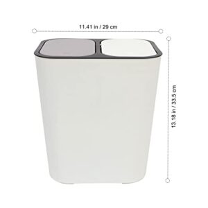 Zerodeko Dual Trash Can Plastic Kitchen Garbage Can 2 Compartment Classified Rubbish Bin Recycle Dustbin for Home Kitchen White