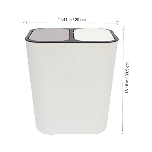 Zerodeko Dual Trash Can Plastic Kitchen Garbage Can 2 Compartment Classified Rubbish Bin Recycle Dustbin for Home Kitchen White