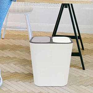 Zerodeko Dual Trash Can Plastic Kitchen Garbage Can 2 Compartment Classified Rubbish Bin Recycle Dustbin for Home Kitchen White