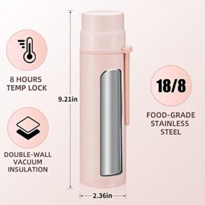 Thermos with Cup Stainless Steel Coffee Thermos - SUPKIT Vacuum Insulated Cup Keep Hot & Cold for Hours, Perfect for Biking, Camping, Office, Car or Outdoor Travel (17oz, Pink)