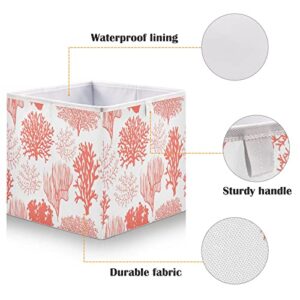 Kigai Beautiful Coral Fabric Storage Bin 15.7" x 11" x 7" Rectangular Baskets Collapsible Store Basket Bins for Home Closet Bedroom Drawers Organizers