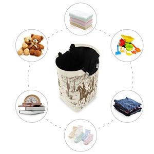 Kigai Western Desert Cowboy Laundry Baskets Collapsible Large Storage Laundry Baskets,Storage Basket with Handles Clothes Organizer