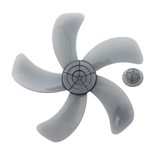 dPois Plastic Fan Blade Leaves Universal Household Standing Pedestal Fan Table Fanner Replacement Part with Nut Cover Type L 15 Inch