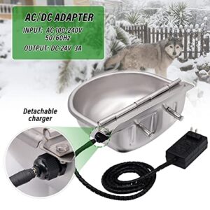 KHEARPSL Automatic Heated Dog Bowl Thermal-Bowl Livestock Waterer Water Trough Stainless Steel Auto Waterer for Chicken Dog Cattle Horse Pig Goat (Waterer+Pipe+Connector+Screw)