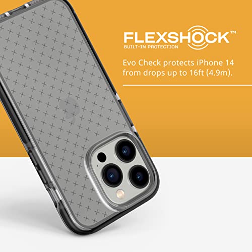 Tech21 iPhone 14 Pro Evo Check – Shock-Absorbing & Slim Protective Phone Case with 16ft FlexShock Multi-Drop Protection & Extra Buttons