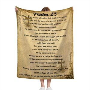 psalm 23 blanket christian gifts (50x40inch)- religious throw blanket soft lightweight cozy plush warm blankets for women men