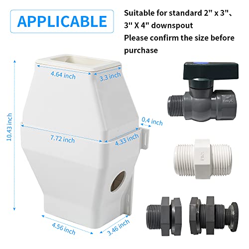 ZROYbmu 2023 Latest Version Upgraded Rainwater Collection System for 2" X 3", 3" X 4" Residential Downspout Diverter with Filtration and PVC Valve Kit, PVC White