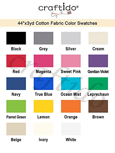 Craftido-19 Options-100% Cotton Fabric by The Yard in Solid Color 44”Wide by 3yd (9 ft) -Medium Weight 5.2 oz-for Quilting, Sewing, Crafts, Binding, Backing and Lining - Black