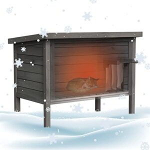 gdlf outdoor cat house feral cat enclosure 100% insulated all-round foam weatherproof solid wood large size for multiple cats 34.5" l*21.5" w*27.2" h