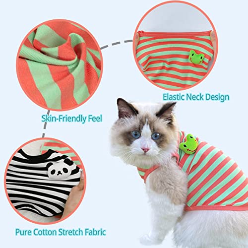 MESHEEN 2 Pack Dog Shirt Sleeveless for Small Dogs Made of Soft Skin Friendly Pure Cotton Breathable Stretch Fabric Keep Your Pet Cozy, Puppy Vest Use Classic Striped Style Design