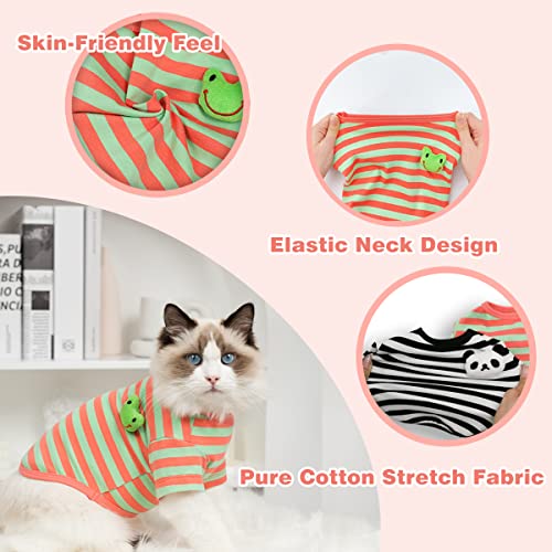 MESHEEN 2 Pack Dog Shirt for Small Dogs Made of Soft Skin Friendly Pure Cotton Breathable Stretch Fabric Keep Your Pet Cozy, Puppy Clothes Use Classic Striped Style Design