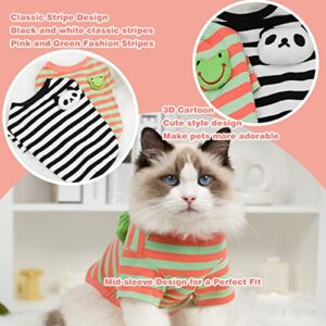 MESHEEN 2 Pack Dog Shirt for Small Dogs Made of Soft Skin Friendly Pure Cotton Breathable Stretch Fabric Keep Your Pet Cozy, Puppy Clothes Use Classic Striped Style Design