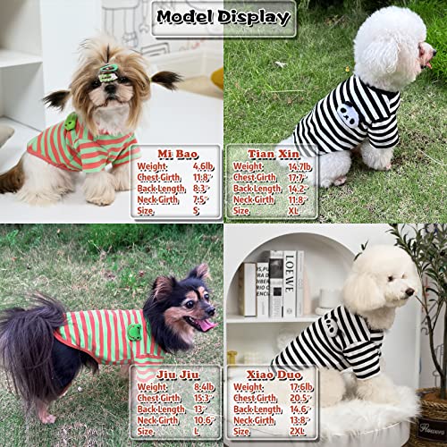 MESHEEN 2 Pack Dog Shirt for Small Dogs Made of Soft Skin Friendly Pure Cotton Breathable Stretch Fabric Keep Your Pet Cozy, Puppy Clothes Use Classic Striped Style Design