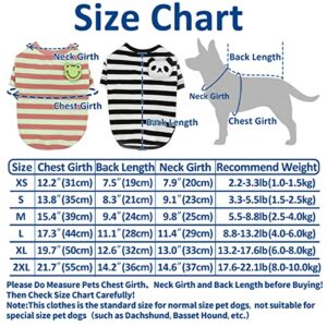 MESHEEN 2 Pack Dog Shirt for Small Dogs Made of Soft Skin Friendly Pure Cotton Breathable Stretch Fabric Keep Your Pet Cozy, Puppy Clothes Use Classic Striped Style Design