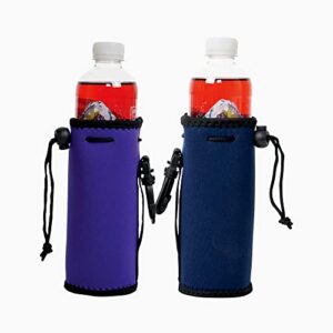 2 colors blank water bottle coolie packs, purple and navy blue water bottle coolie, neoprene water bottle coolies, standard purple and navy blue water bottle packs coolie (2) 1.0 count