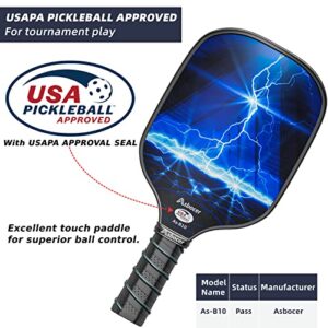 Asbocer Fiberglass Surface Pickleball Set, USAPA Approved, 4 Pickleball Balls, 2 Cooling Towels, Pickleball Bag, Pickleball Paddle,Set of 2