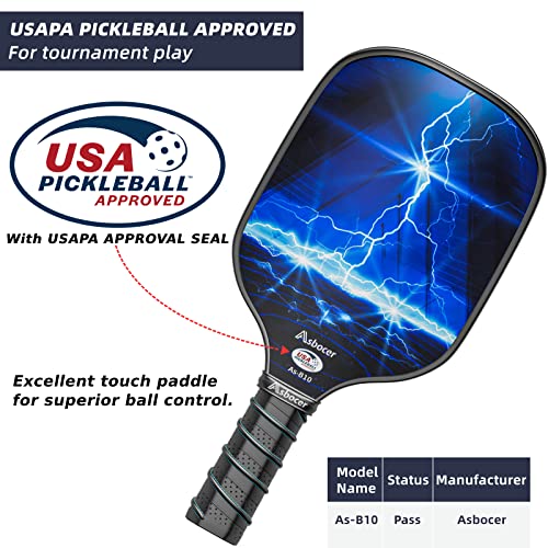 Asbocer Fiberglass Surface Pickleball Set, USAPA Approved, 4 Pickleball Balls, 2 Cooling Towels, Pickleball Bag, Pickleball Paddle,Set of 2