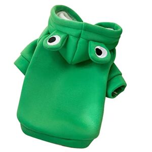 Richcatty Hoodies Funny Costume for Cat and Puppy Cute Frog Cosplay Clothes for Pets Soft Knitwear (Green Frog, S Pet Weight:3.3~5.5Lbs)