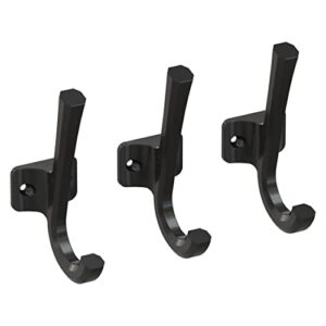 national hardware n900-008 mounted 3 pack hanging wall hooks for towels, robe, coats, hats, matte black