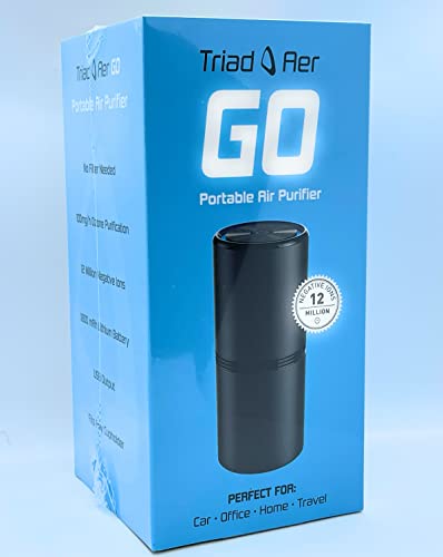 Triad Aer GO Portable Air Purifier Home Purifier, Car Purifier, Office Purifier, Cleaner for Pets Hair Dander Allergies Odors, 99.97% Removal of 0.3 Microns Dust Smoke Mold