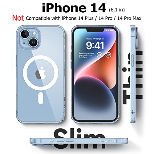 (2023 New) for iPhone 14 Case with MagSafe, [Strong Magnet] [Non-Yellowing] [10FT Military Grade Protection] Magnetic Clear Slim Phone Case Bumper Thin Cover for (Apple iPhone14, Clear Mag Safe)