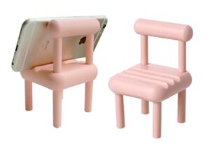 diy mini chair cell phone stand, candy color mobile phone holder, multi-angle chair shape table phone bracket, compatible with all mobile phones, pp material and well made (pink) -1 pack