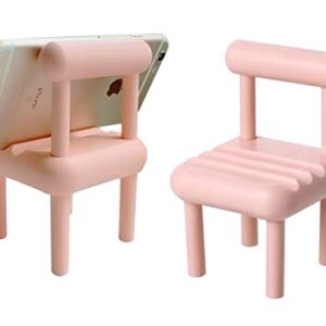 DIY Mini Chair Cell Phone Stand, Candy Color Mobile Phone Holder, Multi-Angle Chair Shape Table Phone Bracket, Compatible with All Mobile Phones, PP Material and Well Made (Pink) -1 Pack