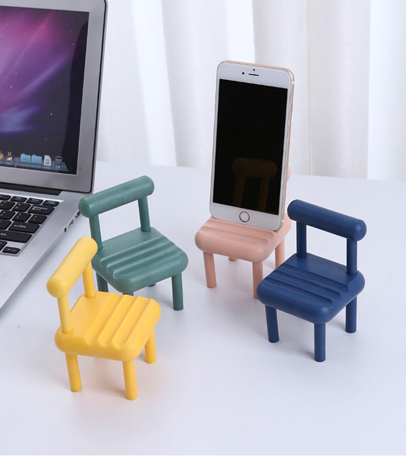 DIY Mini Chair Cell Phone Stand, Candy Color Mobile Phone Holder, Multi-Angle Chair Shape Table Phone Bracket, Compatible with All Mobile Phones, PP Material and Well Made (Pink) -1 Pack