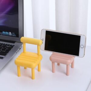 DIY Mini Chair Cell Phone Stand, Candy Color Mobile Phone Holder, Multi-Angle Chair Shape Table Phone Bracket, Compatible with All Mobile Phones, PP Material and Well Made (Pink) -1 Pack