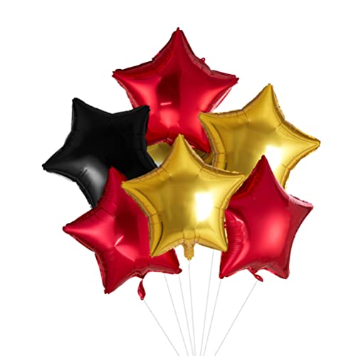 MIJIE 30 Star Mylar Balloons 19 Inches Self-Sealing Foil Balloons Helium Balloons for Party Decoration (Red, Black, Gold)