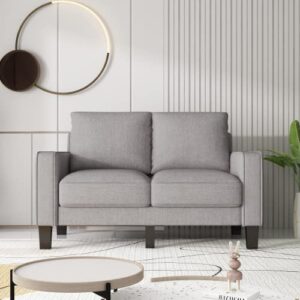 modern living room furniture loveseat in light grey fabric