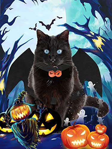 Halloween Dog Bat Wings Costume, Pet Halloween Cosplay Party Dress Up Costume for Small Dogs and Cats(S) Black