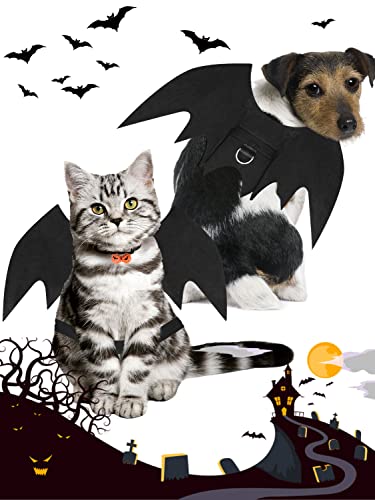 Halloween Dog Bat Wings Costume, Pet Halloween Cosplay Party Dress Up Costume for Small Dogs and Cats(S) Black