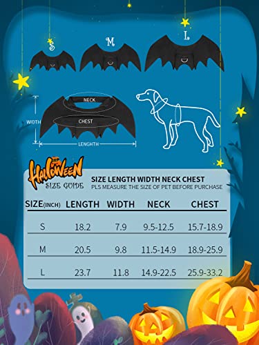 Halloween Dog Bat Wings Costume, Pet Halloween Cosplay Party Dress Up Costume for Small Dogs and Cats(S) Black