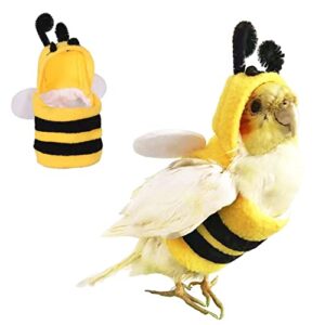 gittcoll anelekor halloween pet birds costume small animals clothes birds cosplay outfit bee shaped hoodies for parrots african greys parakeet cockatiel sun conure finch budgie (bee, medium)