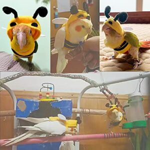 Gittcoll Anelekor Halloween Pet Birds Costume Small Animals Clothes Birds Cosplay Outfit Bee Shaped Hoodies for Parrots African Greys Parakeet Cockatiel Sun Conure Finch Budgie (Bee, Medium)